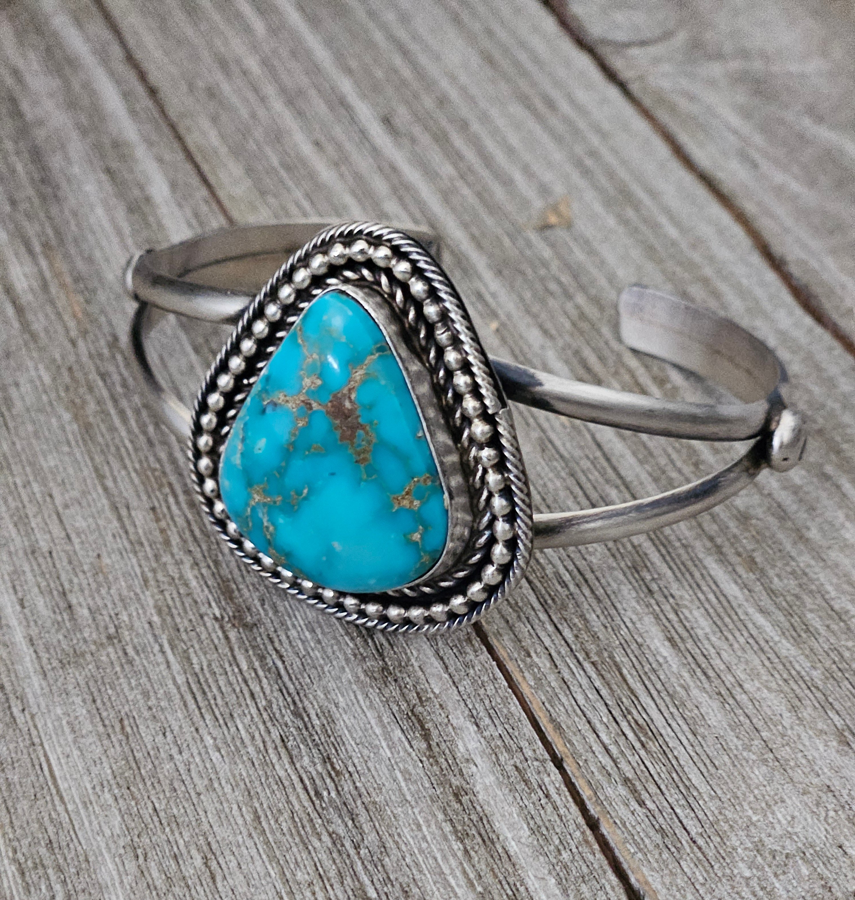 Stamped Sterling Silver Turquoise Triangle Cuff Bracelet – Turquoise925